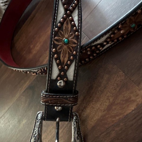 Cowhide Leather Belt for Men Women Genuine Real Hair-on Leather Belts ...