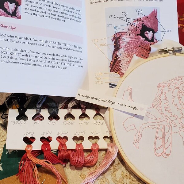 Loon Embroidery Kit, Complete Kit, Detailed Instructions, DMC Floss ...