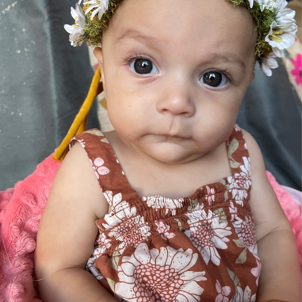 Daisy Moss Flower Crown for Newborn Photography Props Headband Tieback ...