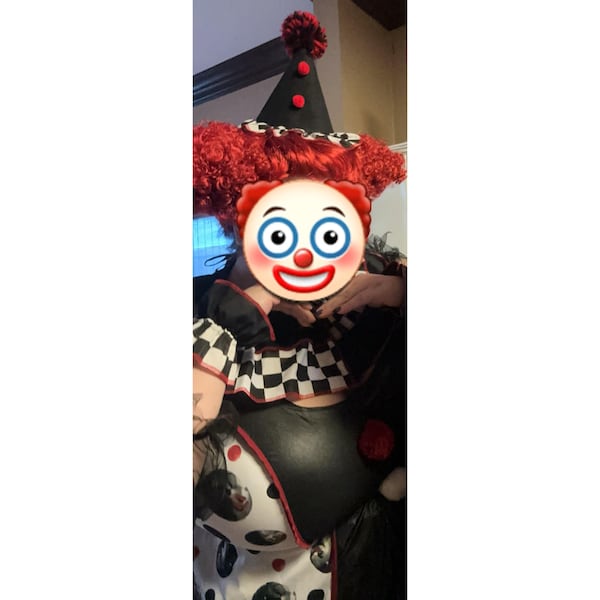 Black With Checkered Black /white Ruffle Mini Clown Hat With Pom Poms ...