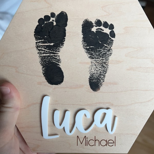 Baby Footprint Name Sign for Hospital, Baby Announcement Sign, Baby ...