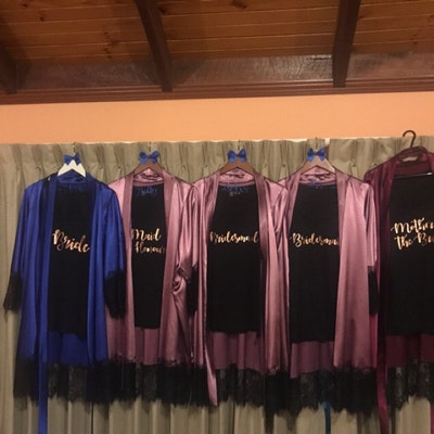 Royal Blue Lace Robe Bride Robe Bridal Kimono Satin Robe Kimono Robe ...