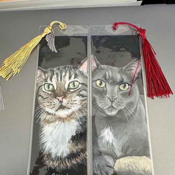 Pet Portrait Bookmark Hand Painted Custom for Readers, Pet Owners ...