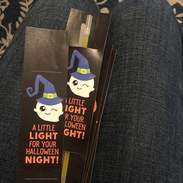 Halloween Glow Stick Tags Printable Instant Download File - Glow Stick ...