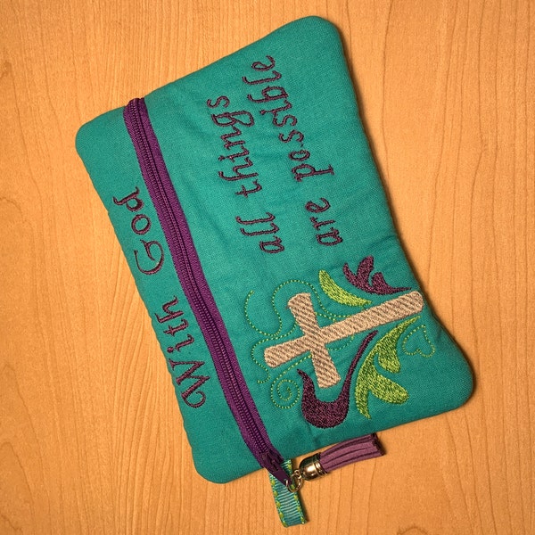 ITH With God Zipper Bag, Cross Zipper Bag, in the Hoop Zipper Bag ...