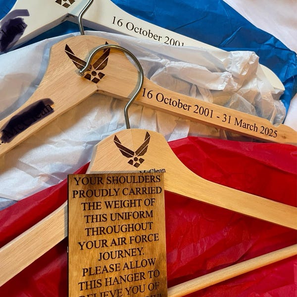 Personalized Air Force Retirement Hangers: Veteran Made Gift (two Pack ...