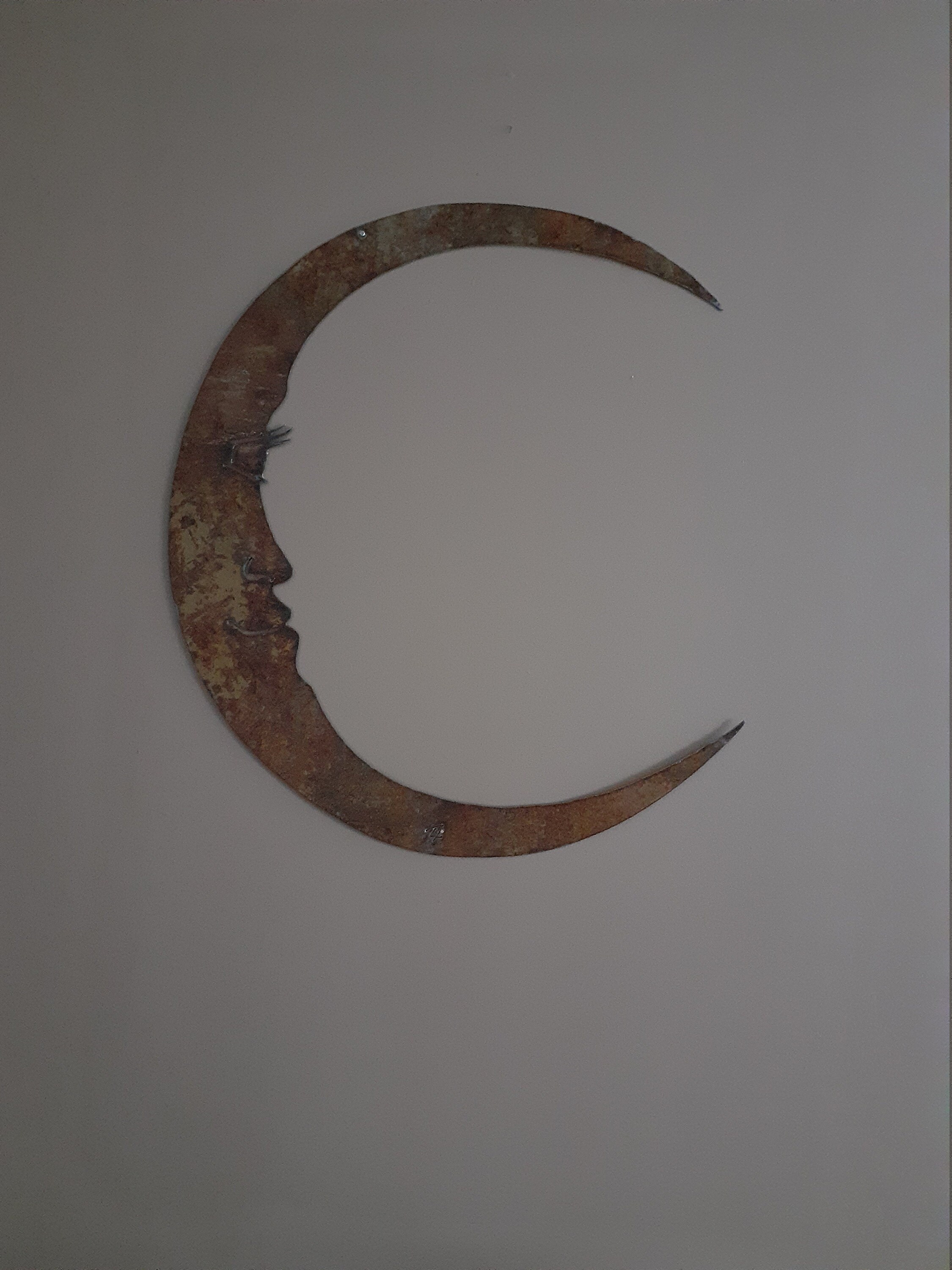 Crescent Moon Goddess, Rusty Metal Moon Garden Art, Recycled Metal Moon ...