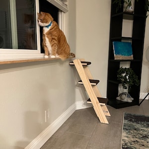 Cat Ladder 8 Step Cherry Hardwood Lets Cats Climb Indoors to Reach New ...