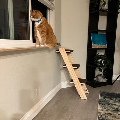 Cat Ladder 3 Step Cherry Hardwood Handcrafted High-quality Ladder for ...