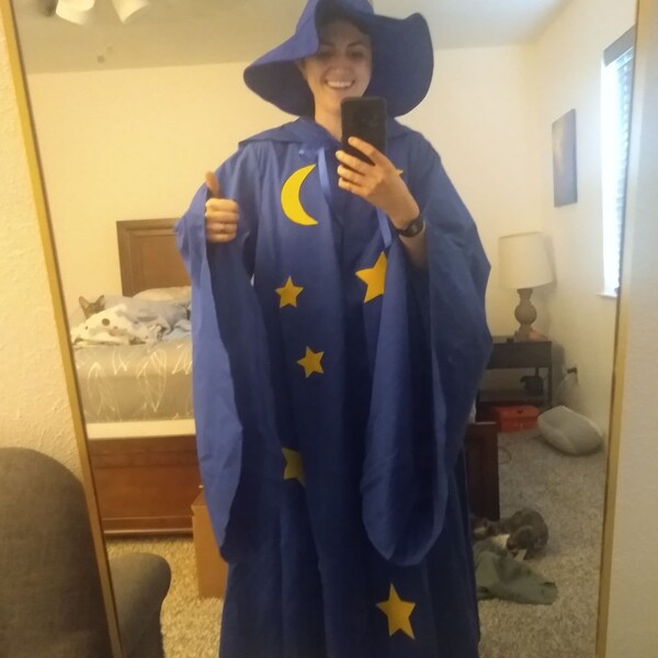 Children's or Adult Wizard Costume - Wizard Cloak and Hat - Blue ...