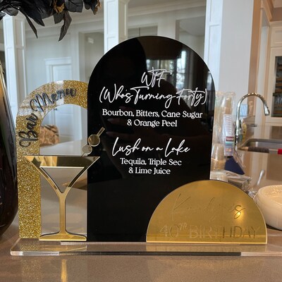 Wedding Bar Sign, Signature Drinks, Cocktail Menu, Martini Glass Bar ...