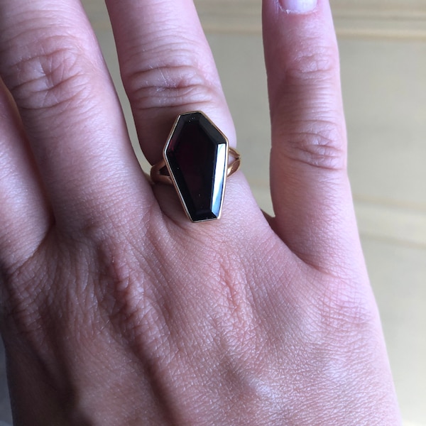 Natural Garnet Coffin Ring, 925 Solid Sterling Silver, Coffin Shape ...