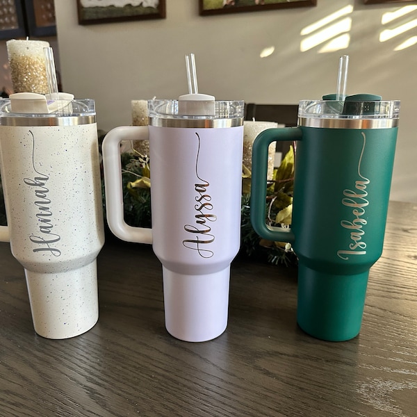 Custom Laser Engraved Stanley Quencher H2.0 Tumbler 40oz Gifts for Moms ...