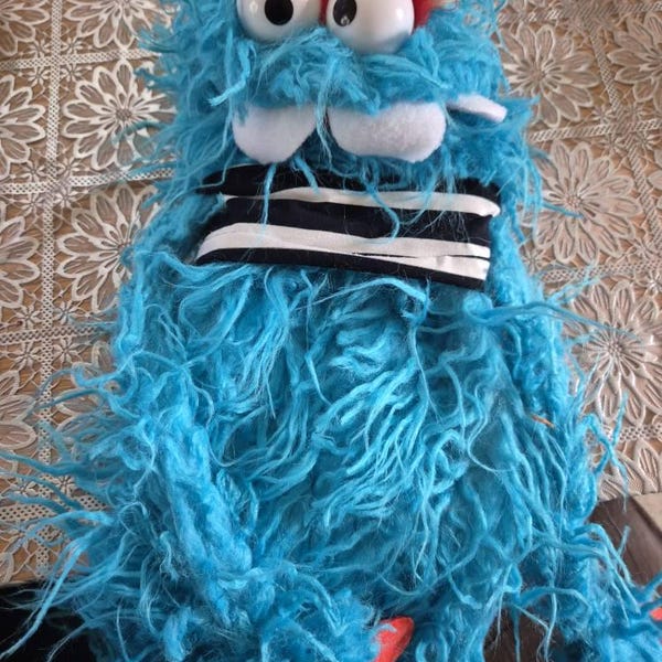 Blue Shaggy Fuzz Pro Monster Hand Puppet - Etsy