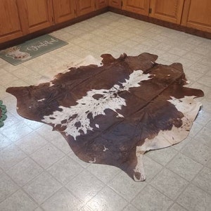 Genuine Cowhide Rugs Exotic Cow Skin Rugs Brown and White Hair-on ...