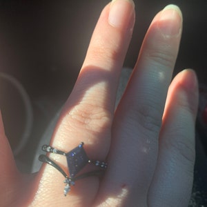 Womens Galaxy Orion Nebula Ring, Black Titanium Plated Engagement Ring ...
