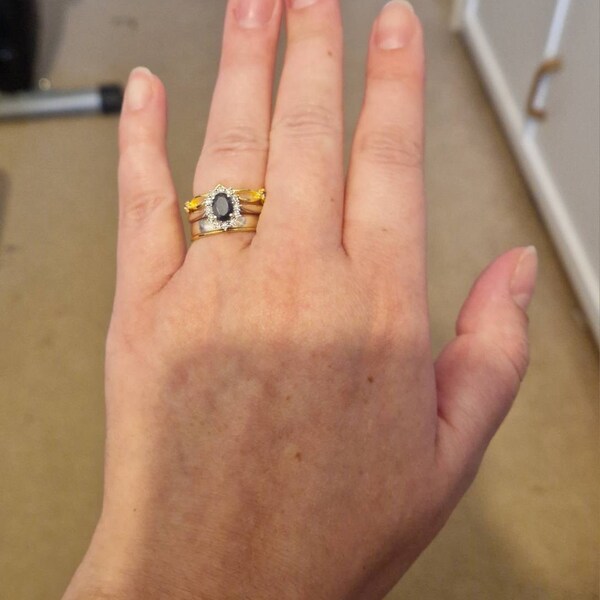 Emerald Cut Blue Sapphire Ring Solid 14K Yellow Gold Wedding Ring Blue ...