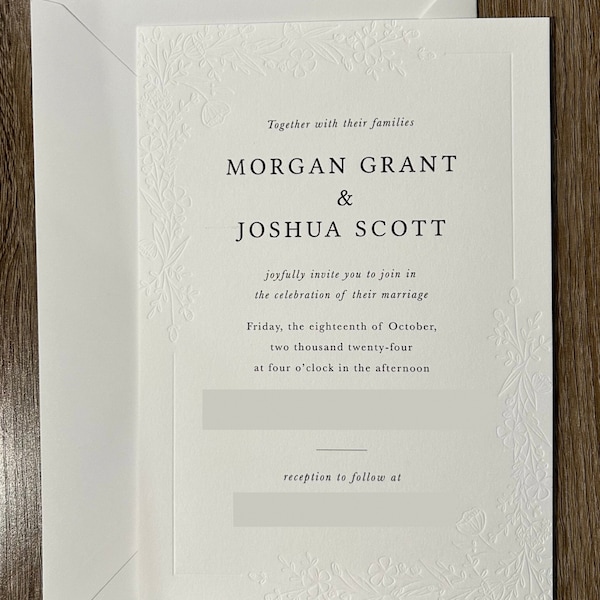 Digital and Letterpress Wedding Invitations, Blind Embossed Wedding ...