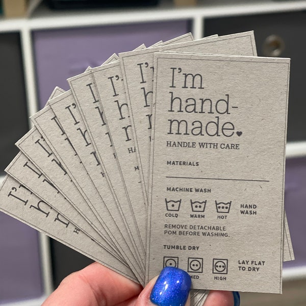 Im Handmade - Printable Care Tags Labels PDF Only - Etsy