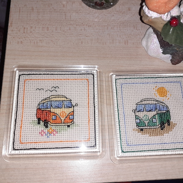 Cross Stitch Coaster, Clear Acrylic Coaster, Holds an 8cm Square Insert ...