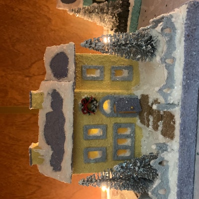 ORIGINAL Red and Green Putz House Little Glitter House Christmas ...