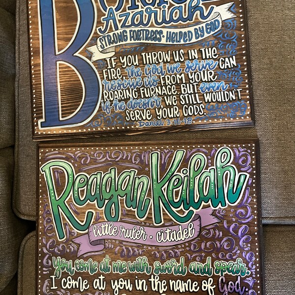 Hand-painted Name Meaning Sign/scripture/child's Personalized Name Sign ...