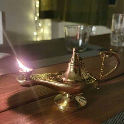 Beautiful Oil Lamp Aladdin Cap With a Chain Quite Heavy Amazing Lamp ...