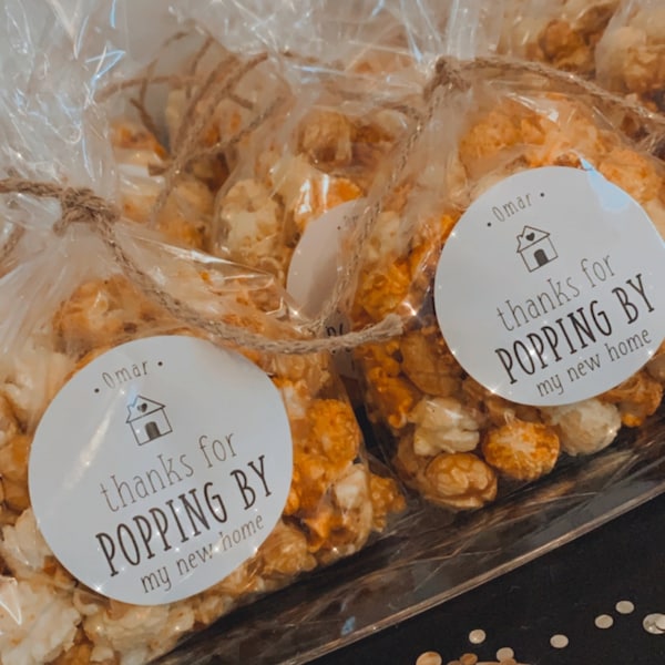 Thanks for Popping By, Housewarming Party Favors, Personalized Popcorn ...