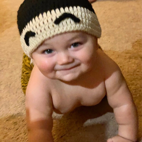 Baby Sumo Wrestler Hair - Baby Kids Sumo Costume - Crochet Hat Wig ...