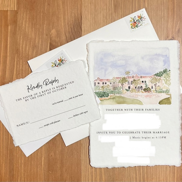 Custom Watercolor Wedding Invitation, Personalized Watercolor Wedding ...