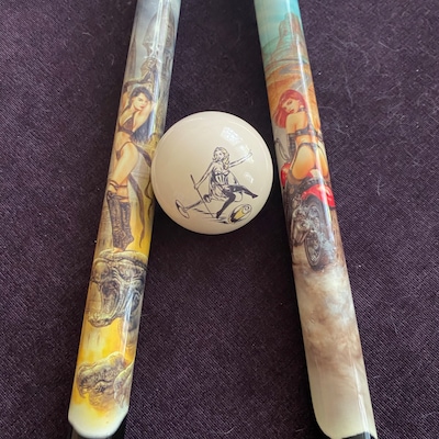 Two Piece Red and Blue Details With Wrap Pool Cue Stick With Custom ...