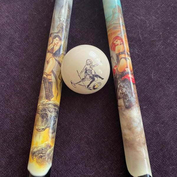 Two Piece Red and Blue Details With Wrap Pool Cue Stick With Custom ...