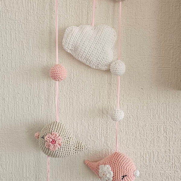 Pattern Only, Pastel Bird Baby Mobile, Scandinavian Nursery Decor ...