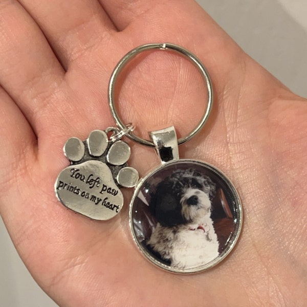 Dog Personalised Photo Keyring, You Left Paw Prints on My Heart, Loss ...