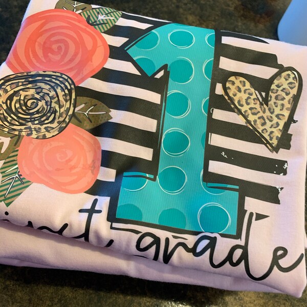 Back to School, First Grade Leopard & Turquoise Clipart, PNG File for ...