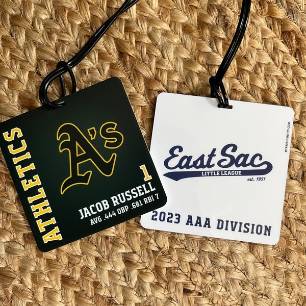 Square Custom Sport Bag Tag Single or Double Sided - Personalized to ...