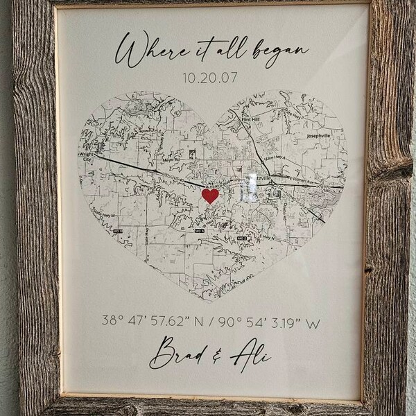 Where We Met Map, Personalized Couples Gift, Custom Map, Boyfriend Gift ...