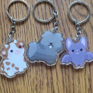 Bat Acrylic Glitter Keychain | Kawaii Chibi Wild Animal Lover Art Charm ...