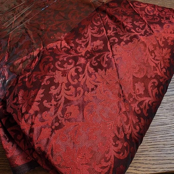 Brocade Fabric Jacquard Damask Fabric Beige Maroon Brocade Wedding ...