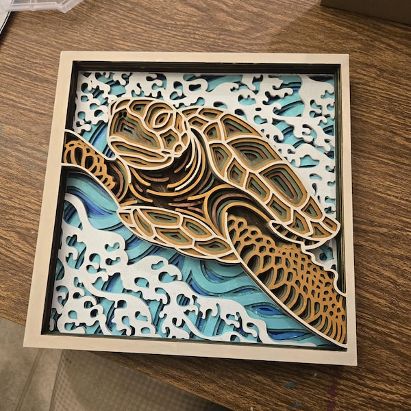 Layered Sea Turtle Laser Cut 3D File SVG Instant Download Vector ...