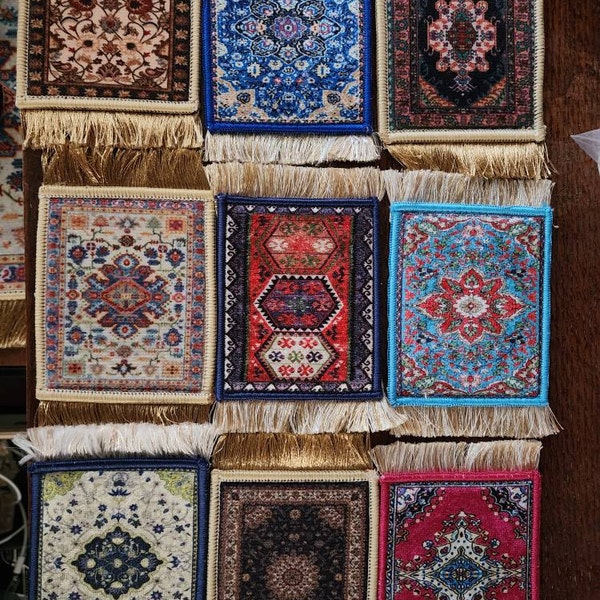 Beautiful Turkish Carpet Coasters, Persian Rug Coasters, Mug Rug ...