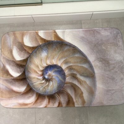 Nautilus Shell Bath Mat Bathroom Ocean Decor Beige Bath Mats - Etsy