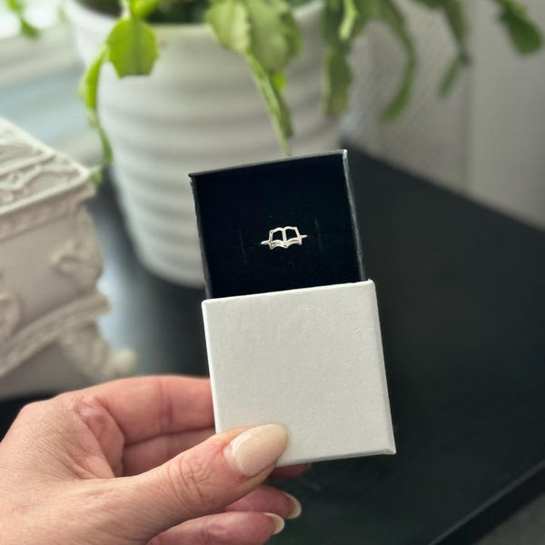 Book Ring, Minimalist Open Book Ring, Book Lover Gift, Bookworm Gift ...