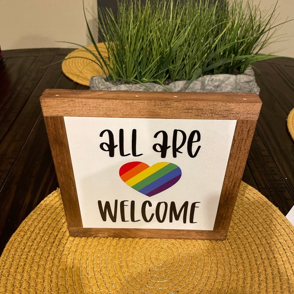 All Are Welcome Sign, Pride Home Decor, Classroom Sign, Diversity Decor ...