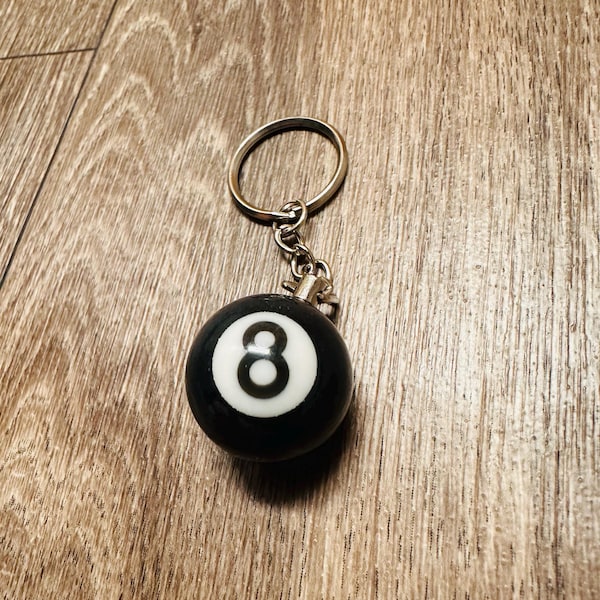 8 Pool Ball Keychain With 4 Leaf Clover Charms, Lucky Keychain, St ...