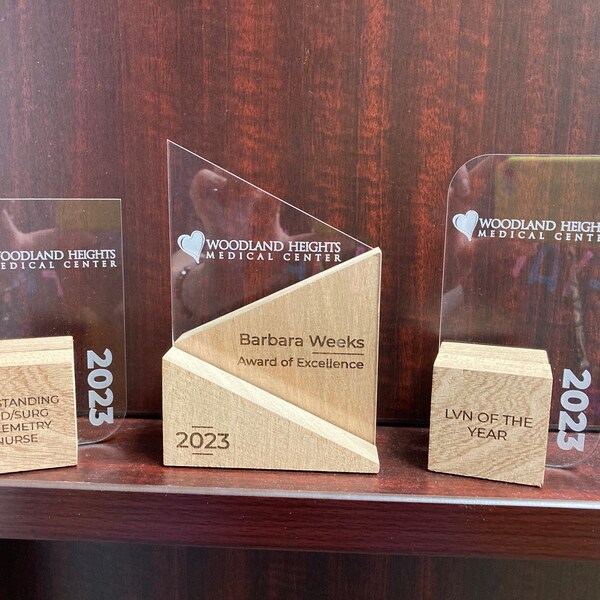 LEAF Personalised Wooden Acrylic Trophy Award Personalized Bespoke ...