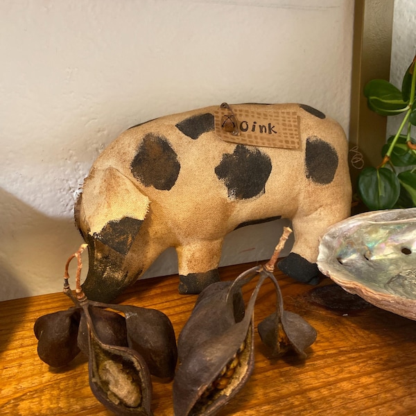 Primitive Hogs Folk Art PIGS Trio of Bowl Filler Ornies Rustic Country ...