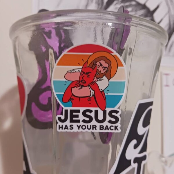 Jesus Has Your Back Sticker, Sarcastic Jiu Jitsu Jesus Sticker, Funny ...