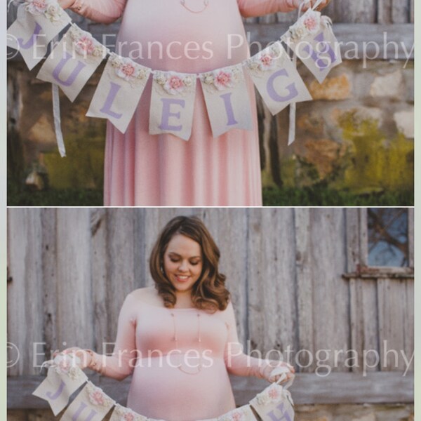 Custom Girl Name Banner, Lavender Shabby Chic Nursery Decor, Birthday ...