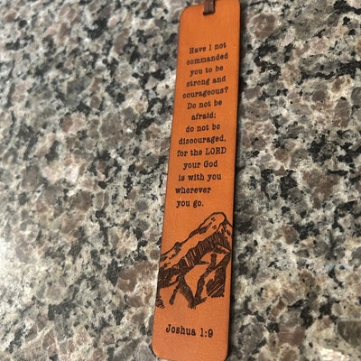 Leather Bible Bookmark Religious Gift for Him Joshua 1:9 Be Strong and ...